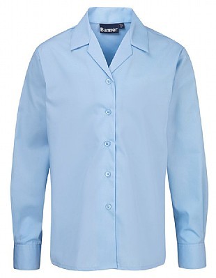 Blue Long Sleeved Rever Collar Blouse Twin Pack - Broadbridges